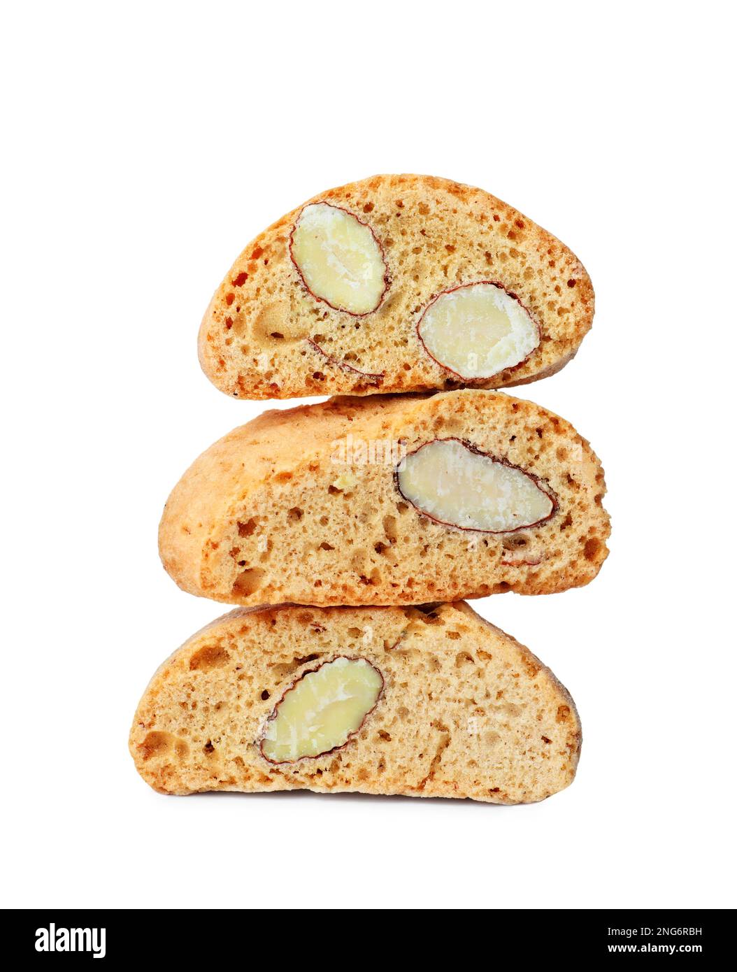 Slices of tasty cantucci on white background. Traditional Italian ...