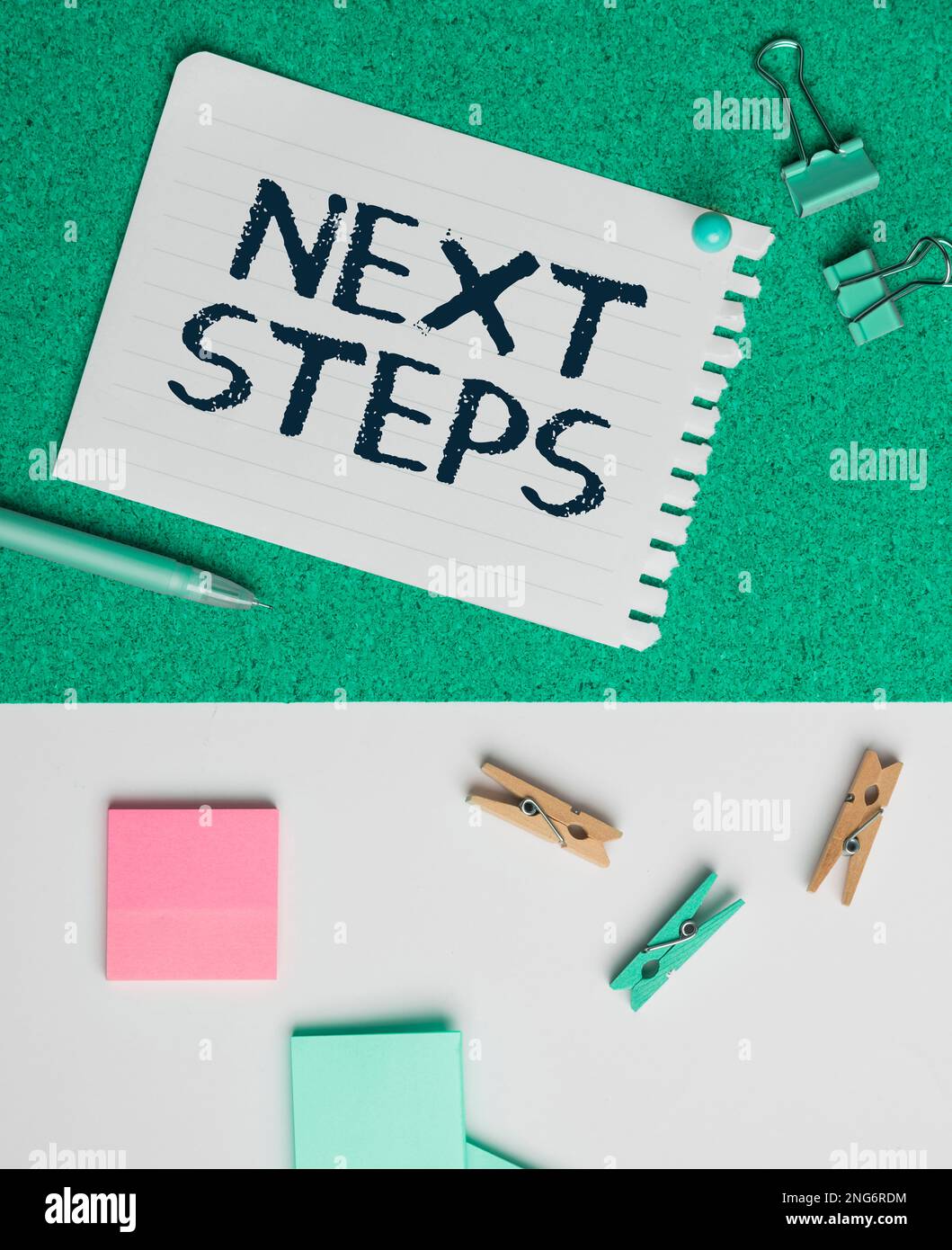 Handwriting text Next Steps. Business showcase numper of process going ...