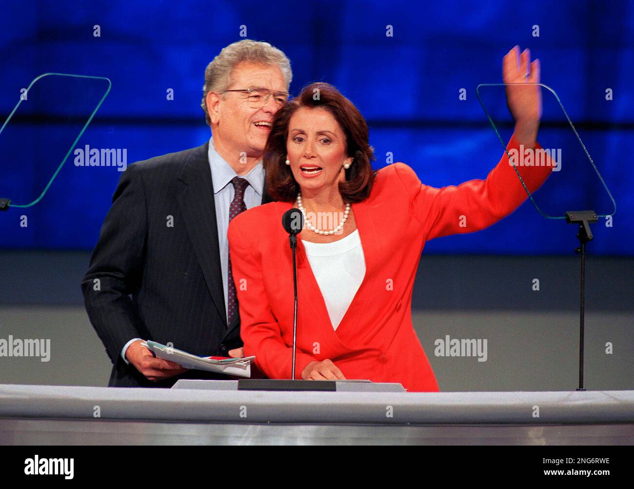 California Rep. Nancy Pelosi waves to the crowd as she and Colorado Gov ...