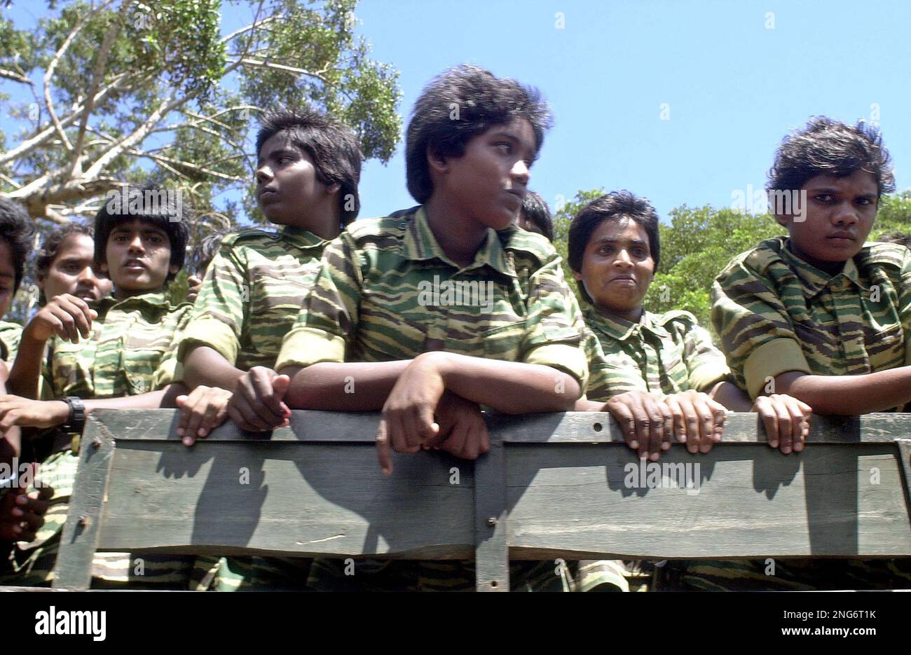 ** FILE ** Young fighters of the Liberation Tigers of Tamil Eelam (LTTE) arrive in a truck for a ...