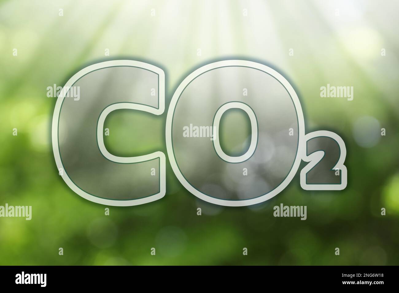 Concept of clear air. CO2 inscription on blurred green background Stock ...