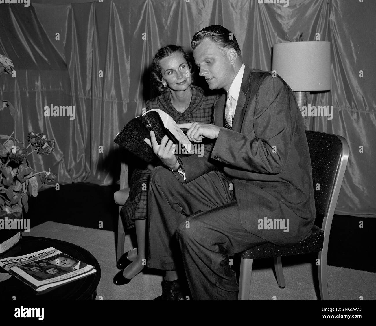Rev. Billy Graham goes over some Bible passages as his wife, Ruth ...