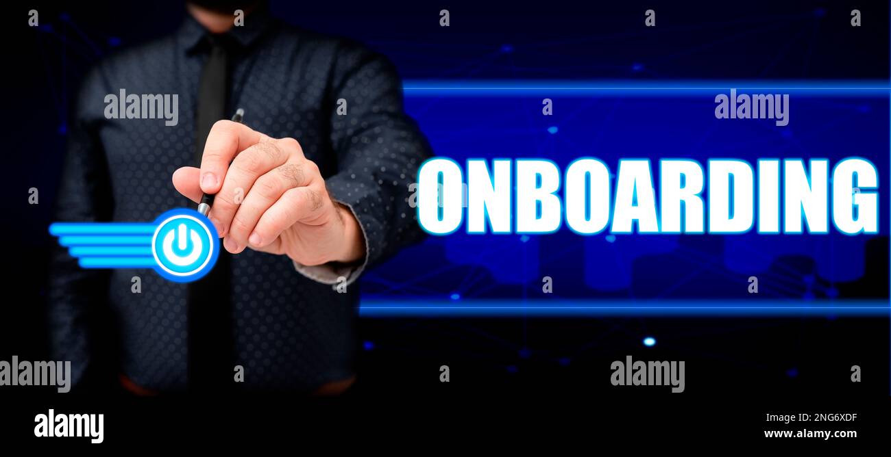 Sign displaying Onboarding. Word Written on Action Process of integrating a new employee into an ...