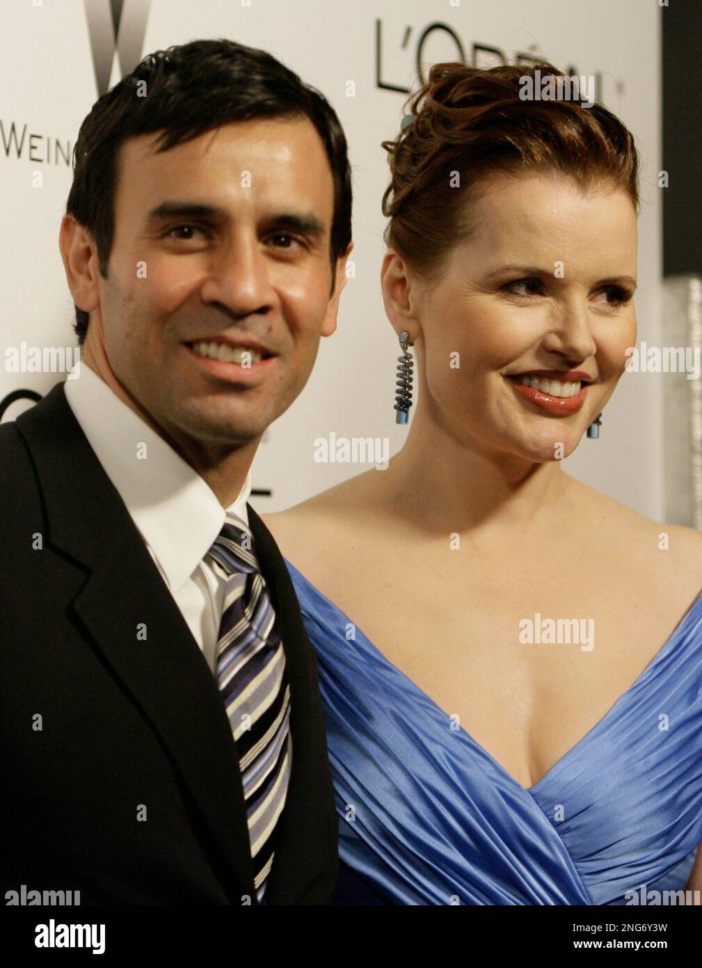 Geena Davis arrives for the Weinstein Company party wth her husband Dr ...