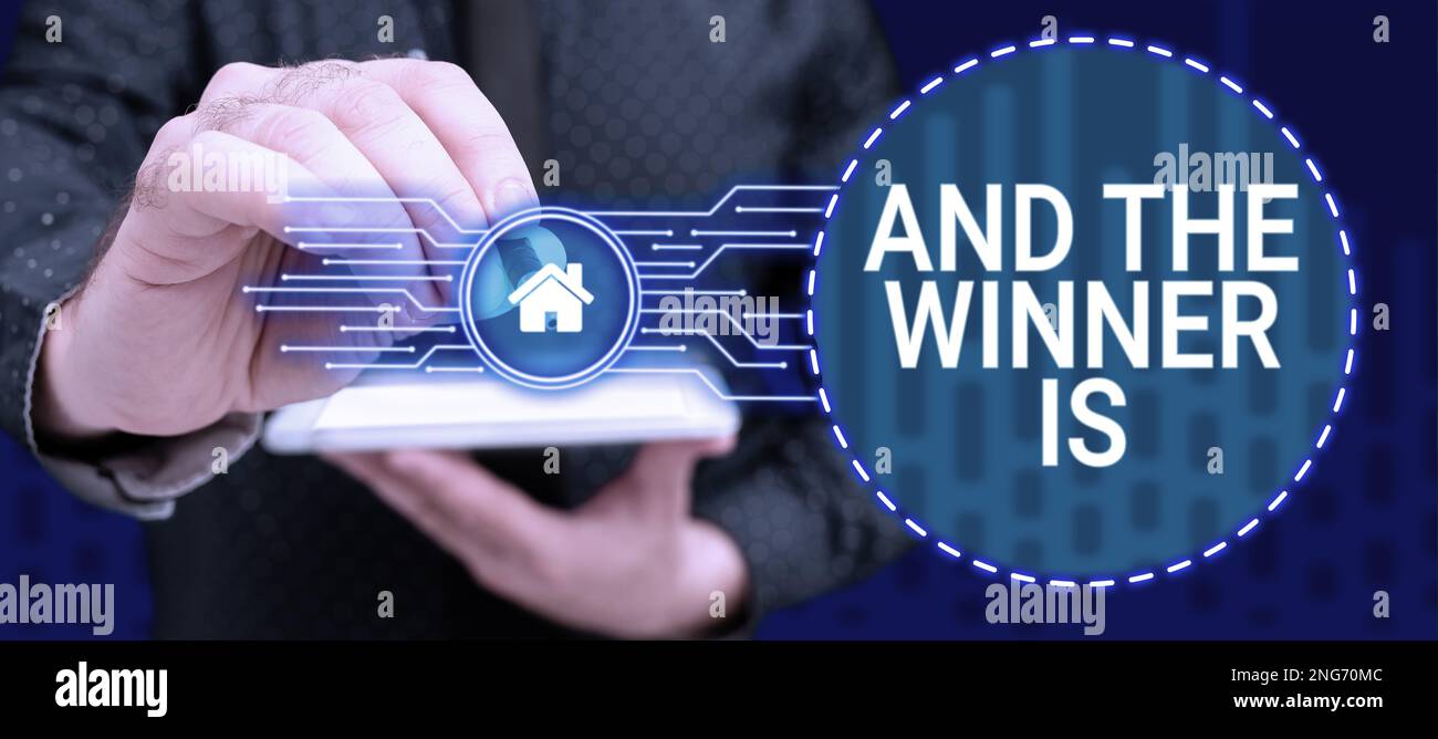 Conceptual display And The Winner Is. Business showcase written spoken ...