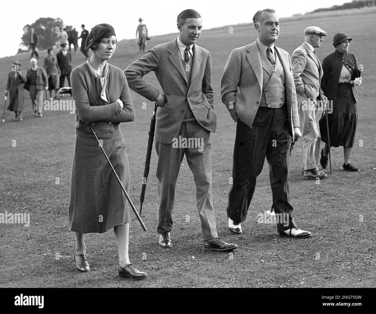 Britain's Joyce Wethered, with Roger Wethered and Cyril Tolley, watch ...