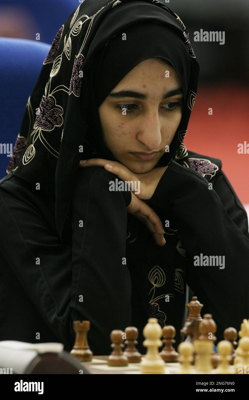 Saleh Noura Mohamed of United Arab Emirates ponders a move during the ...