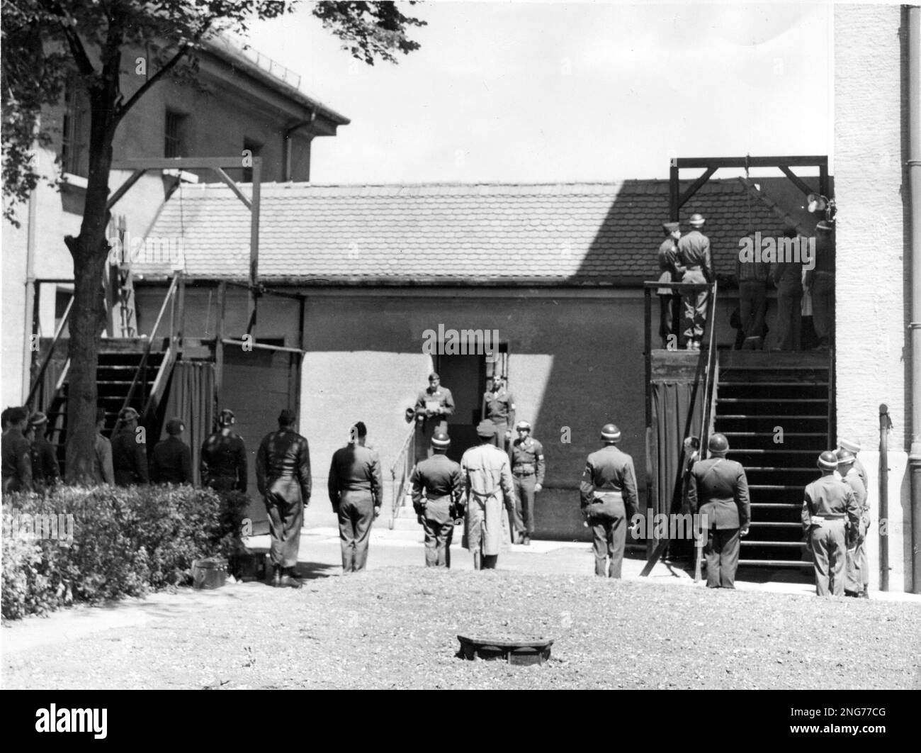 Photo shows the execution of Vinzenz Schoettel at Landsberg, Germany ...