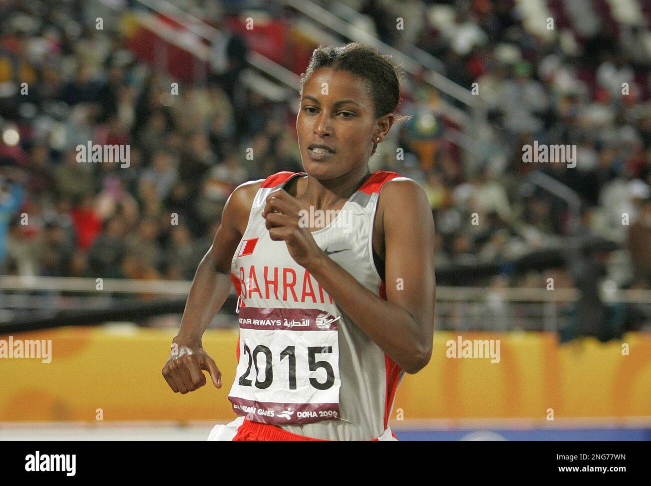 Bahrain's Maryam Yusuf Jamal runs on her way to winning the gold medal ...