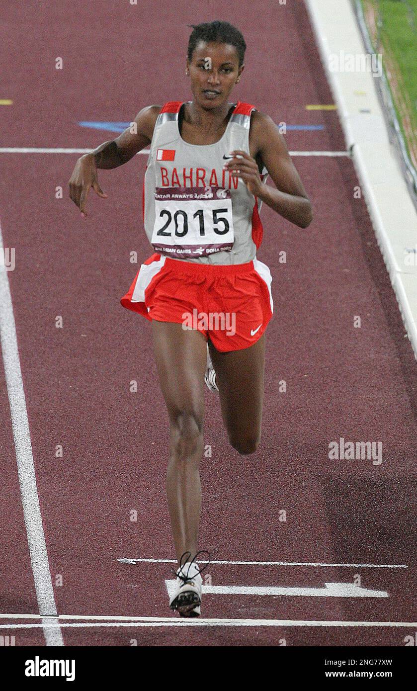 Bahrain's Maryam Yusuf Jamal crosses the finish line to win the gold ...