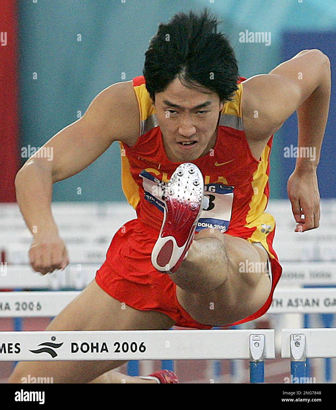 China's Liu Xiang in action on his way to winning the gold medal in the ...