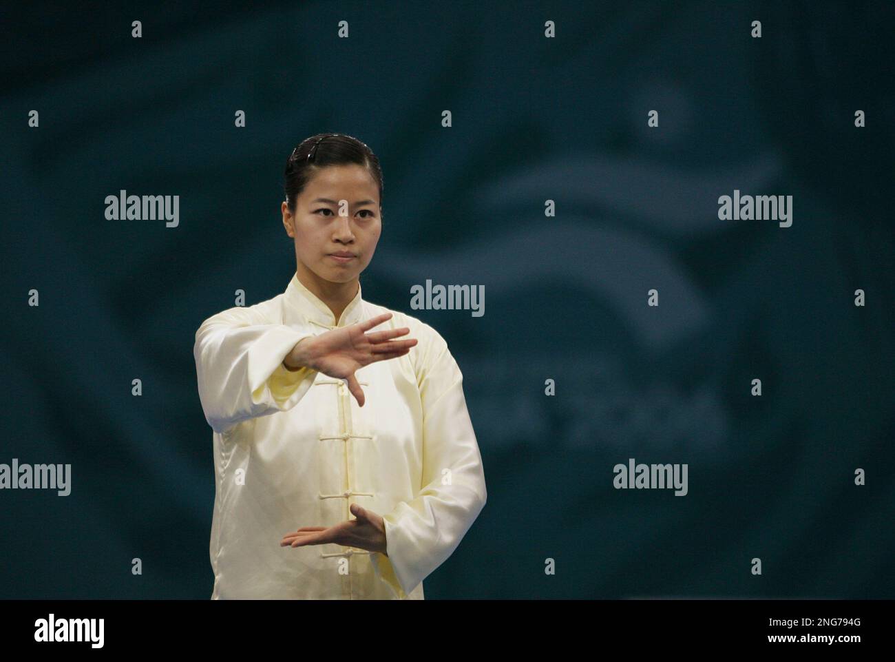 Yun Sun -kyung of South Korea performs during the Asian Games Wushu ...
