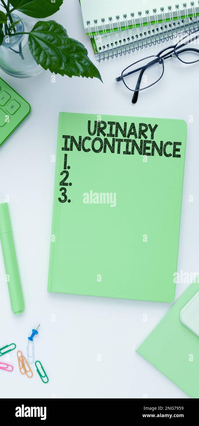 Handwriting text Urinary Incontinence. Word for uncontrolled leakage of ...