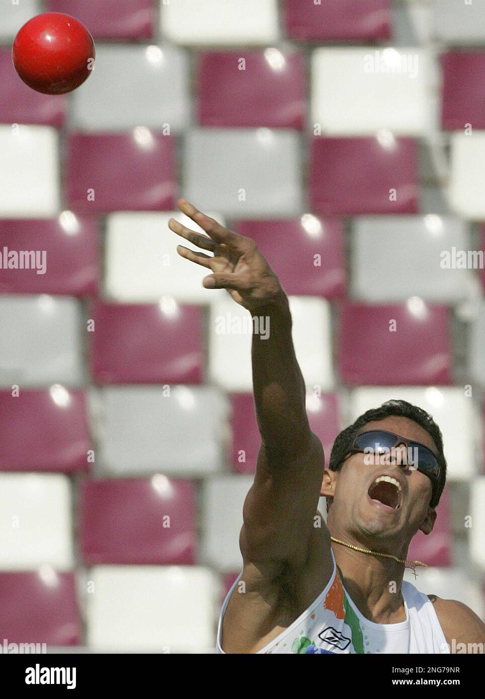 India's P.J. Vinod competes in the Decathlon Shot Put at the Asian ...