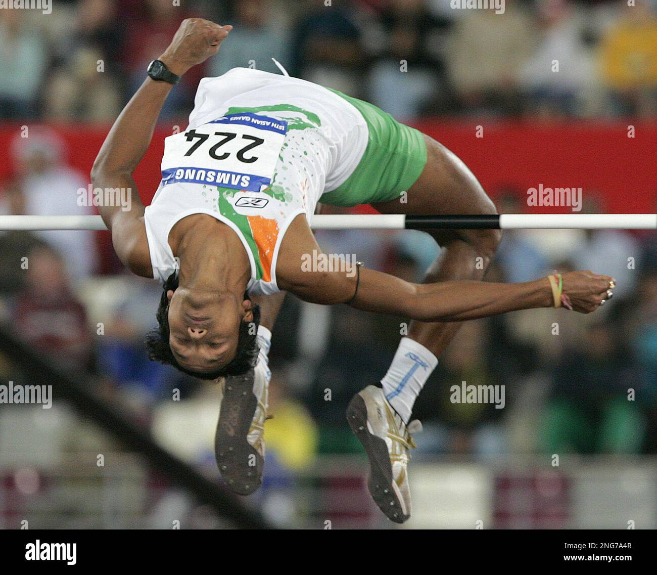 India's Hari Shankar Roy competes in the final of the Men's Hight Jump ...