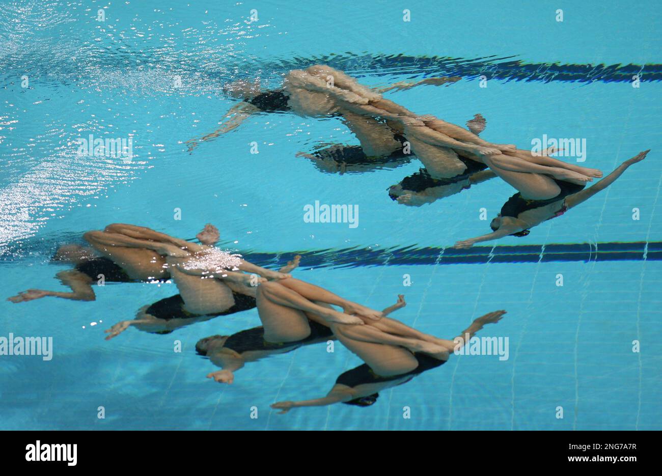 The Chinese team performs a technical routine of synchronized swimming ...