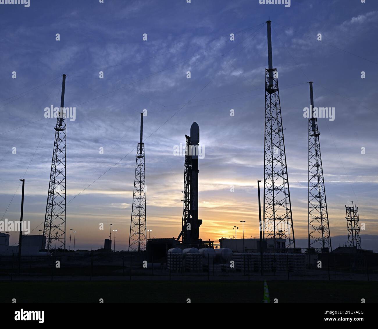 A SpaceX Falcon 9 rocket is prepared to launch the Inmarsat F2-6 ...