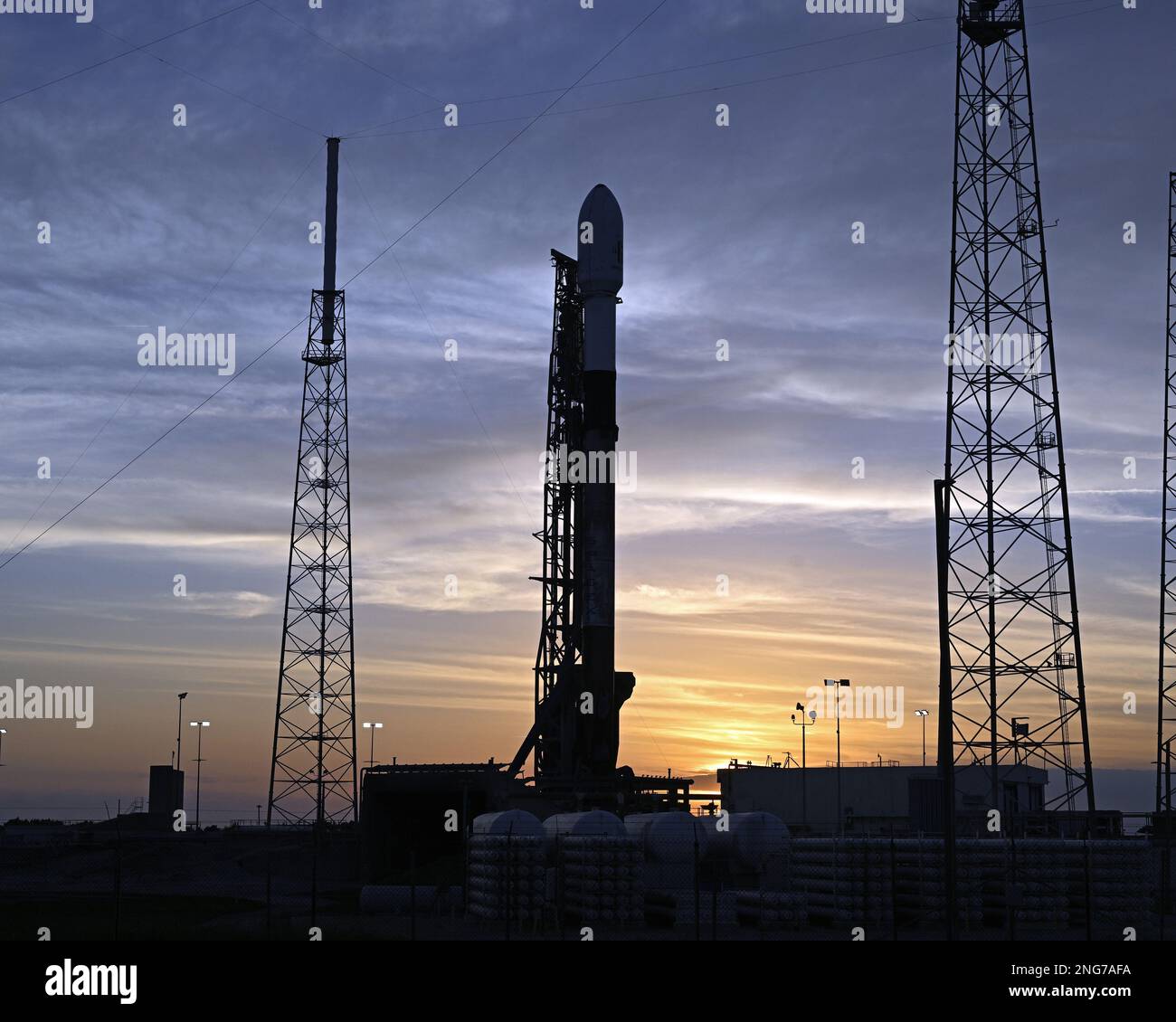 A SpaceX Falcon 9 rocket is prepared to launch the Inmarsat F2-6 ...