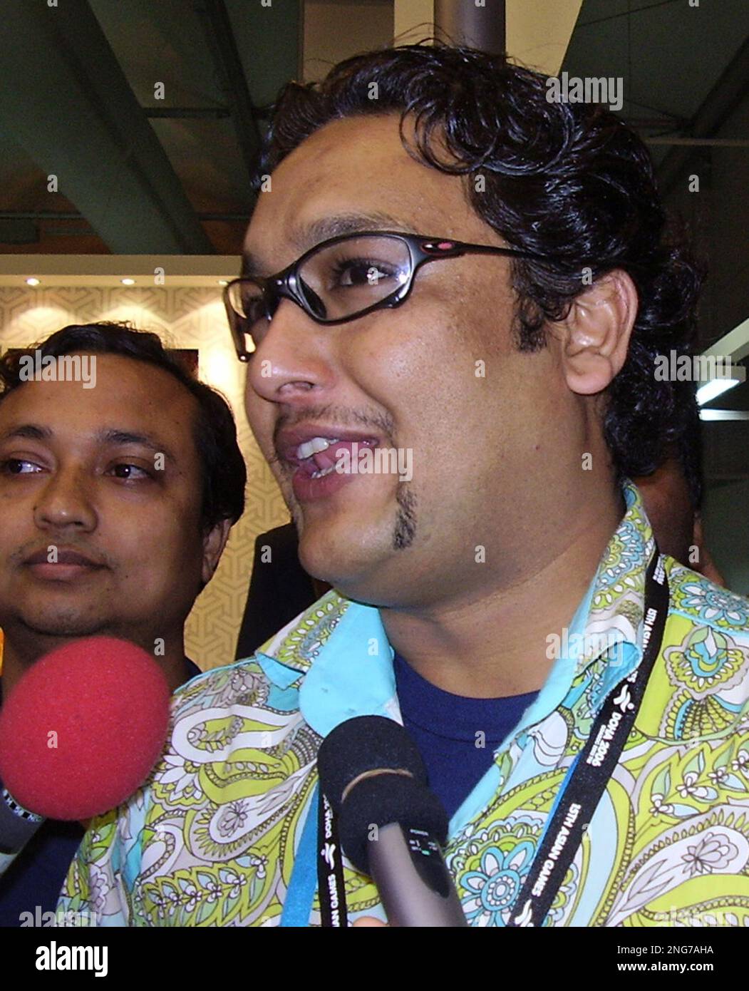 Indian shooter Jaspal Rana speaks to reporters after he was awarded ...