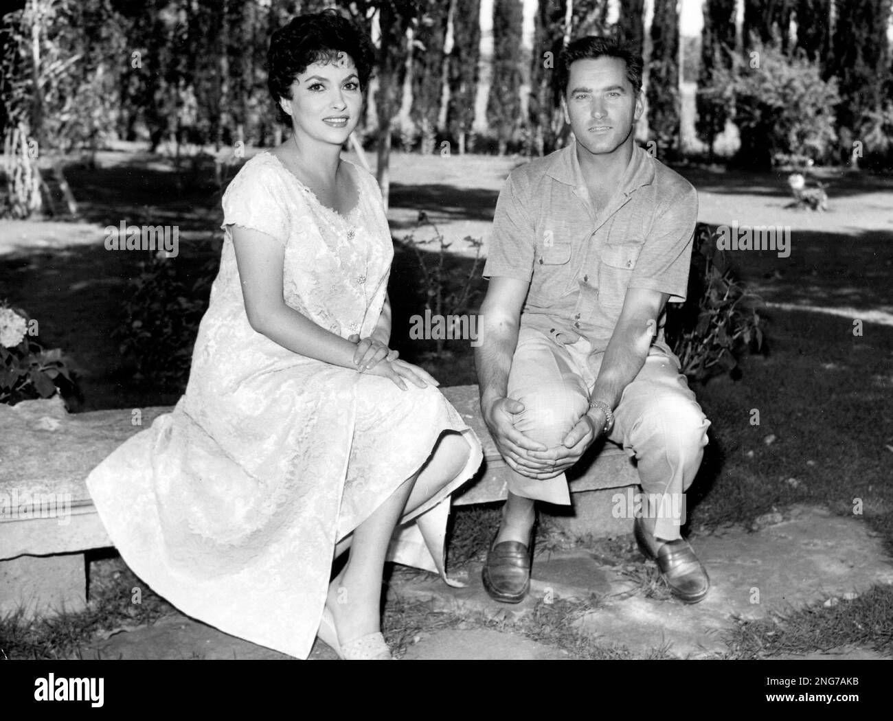 Italian actress Gina Lollobrigida and her husband Mirko Skofic sit on a ...