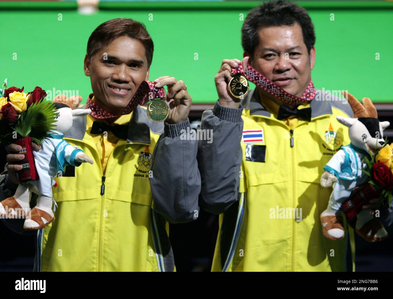 Thailand's Chaithanasakun Praput, left, and Khaimuk Udon pose with ...