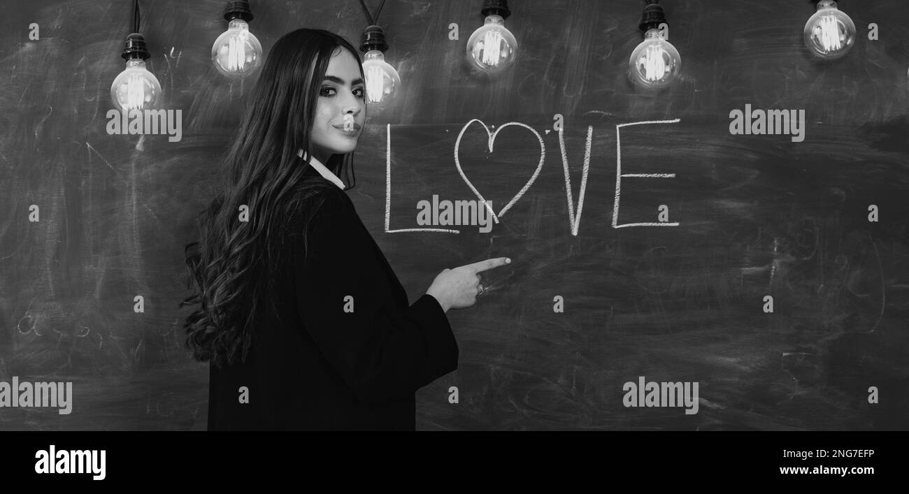 Students love. Portrait of girl teenager in love. Young cute teenage ...