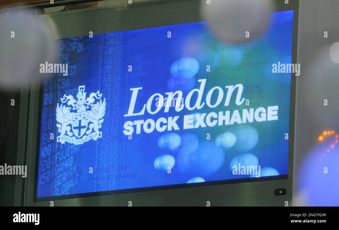 The logo of the London Stock Exchange is seen in the foyer of the ...