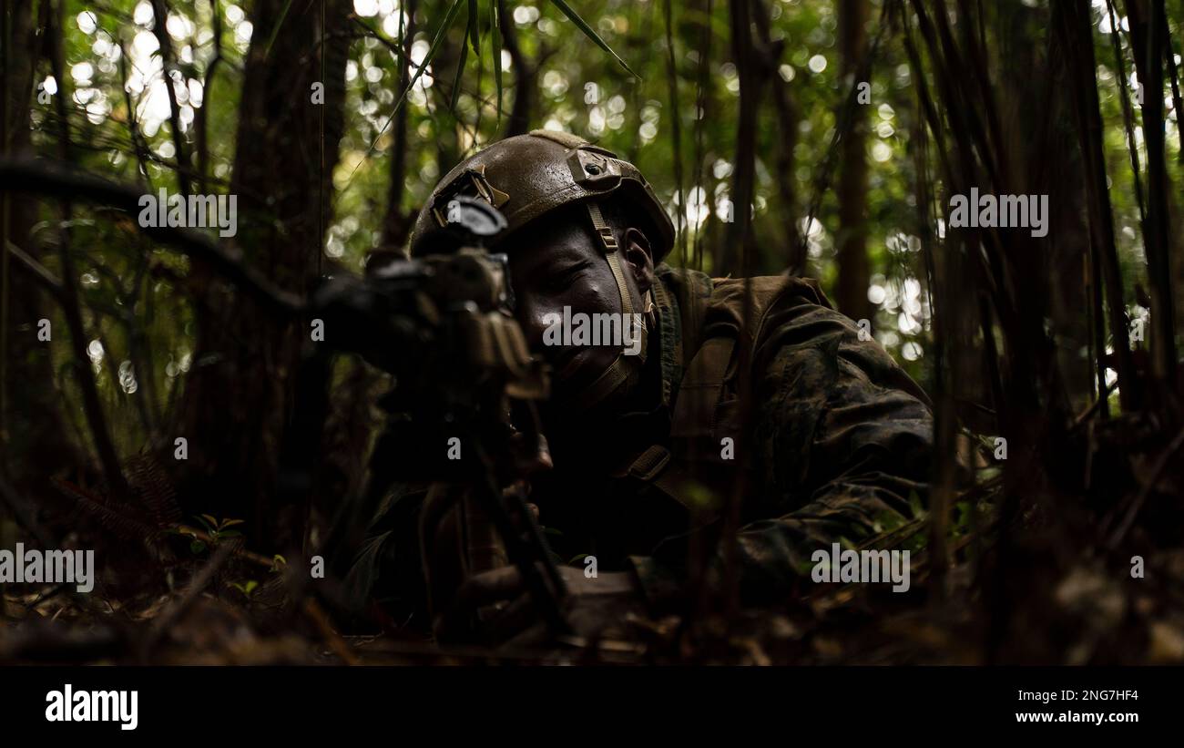U.S. Marine Corps Cpl. Seraphim Byiringiro, a machine gunner with 1st ...