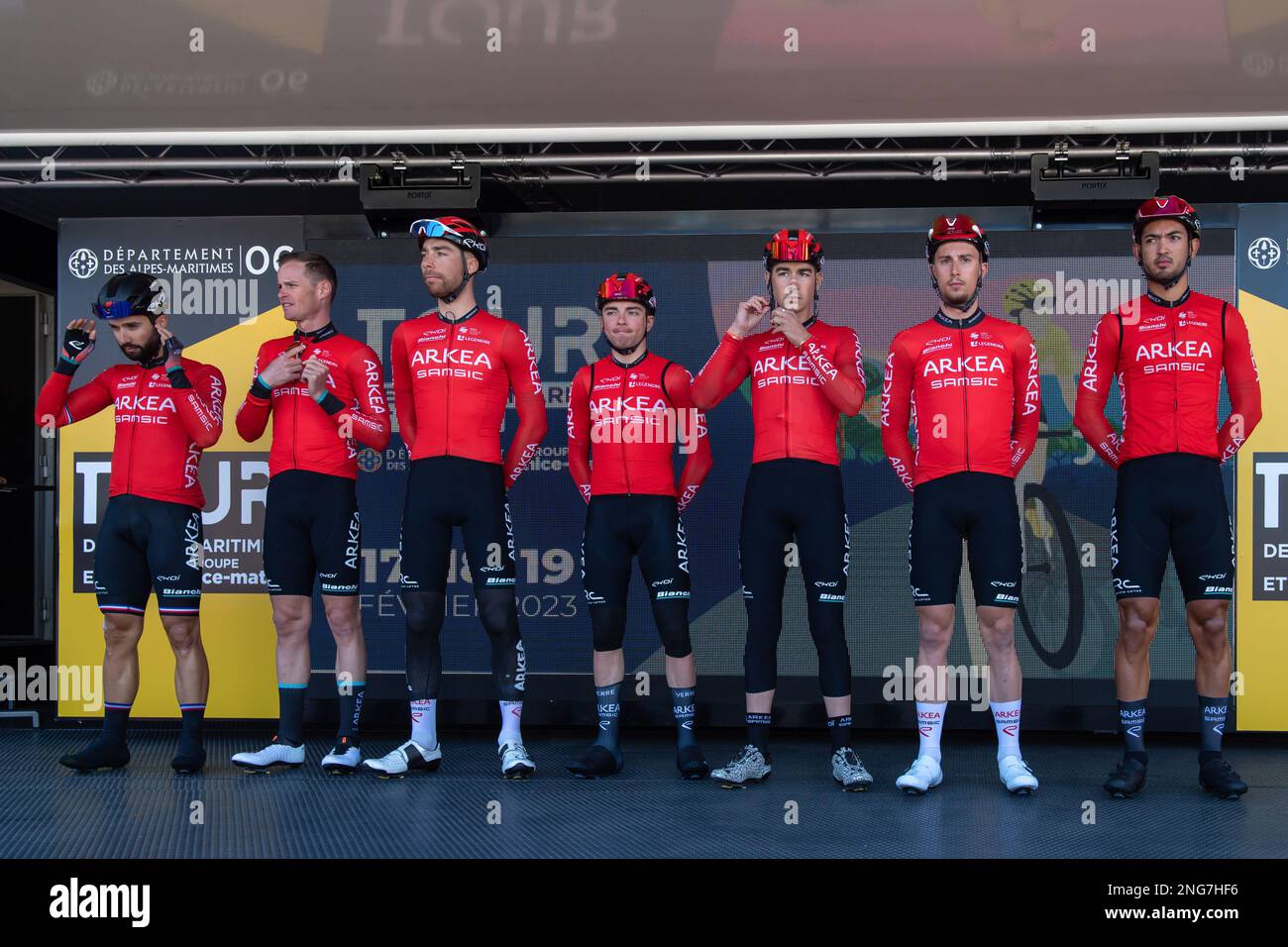The team Arkea Samsic (from L to R): Nacer Bouhanni, Maxime Bouet, Clement Russo, Alessandro ...