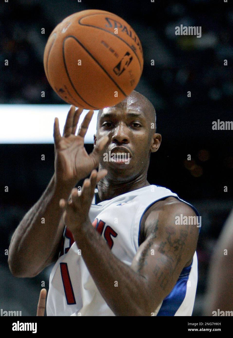 Detroit Pistons guard Chauncey Billups passes against theHouston ...