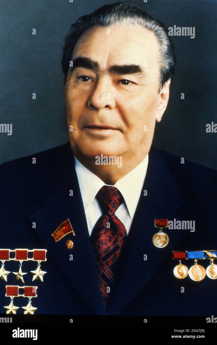 January 1982 portrait of Soviet President Leonid Ilyich Brezhnev ...