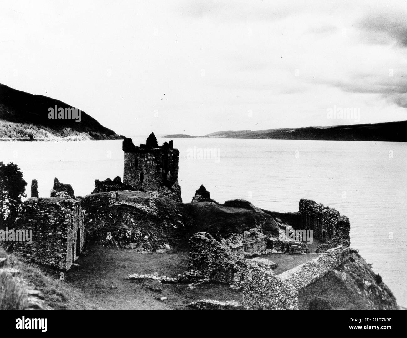 The ruins of Urquhart at Inverness, Scotland, and the scene at Loch ...