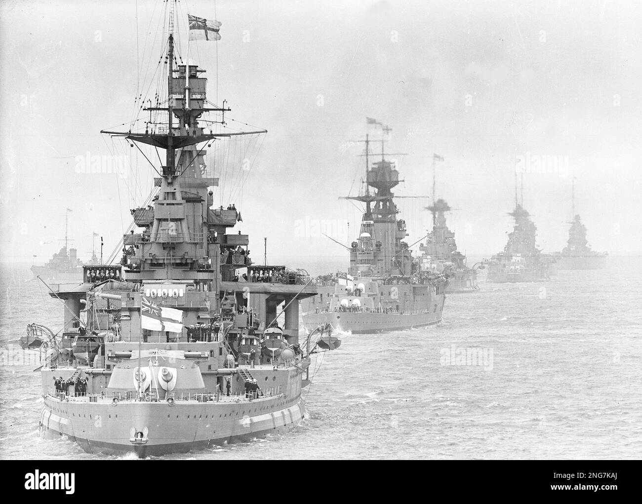 Battleships from Britain's Royal Navy fleet exercise at sea, July 17 ...