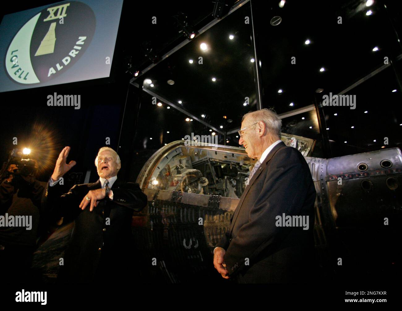 Astronauts Buzz Aldrin, left, and Jim Lovell are reunited with their ...