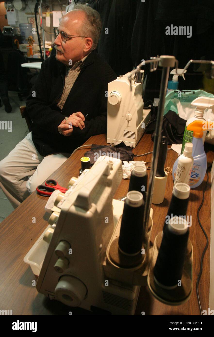 Kevin Woodworth, wardrobe supervisor for the musical "Chicago," poses ...