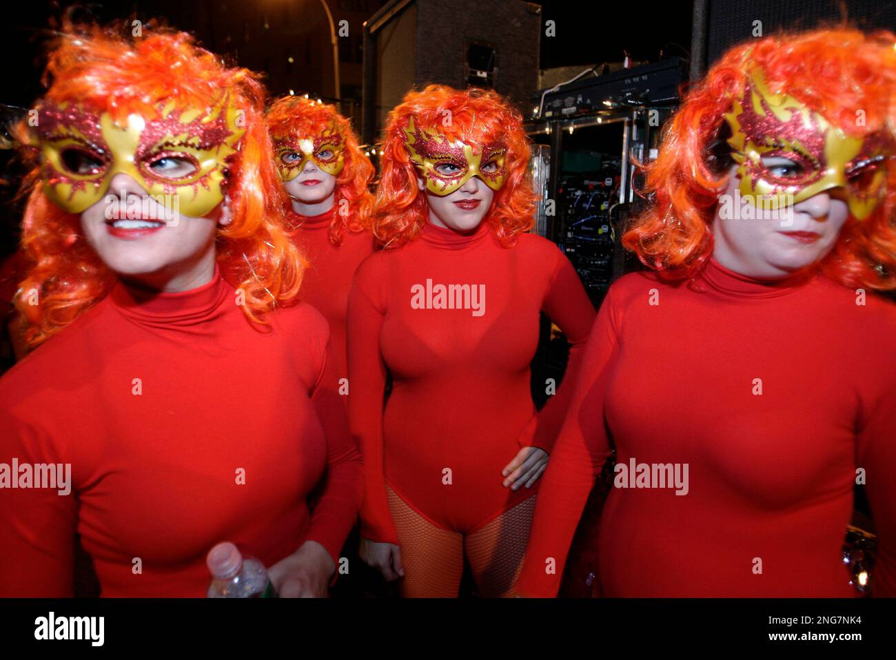 Women costumed as "Mannheim Steamroller Halloween" participate in the ...