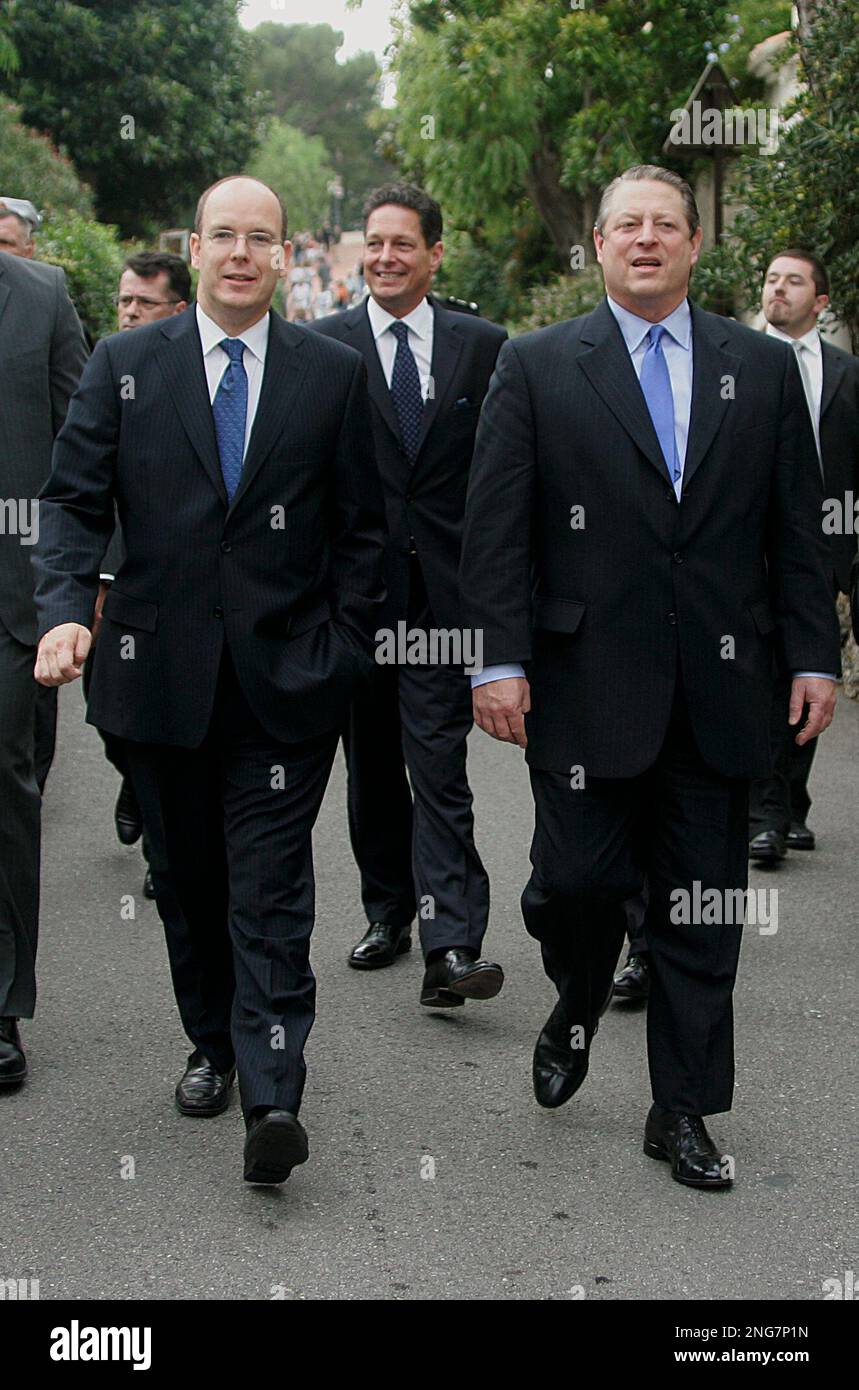 Former U.S.Vice President Al Gore, right, and Prince Albert of Monaco ...
