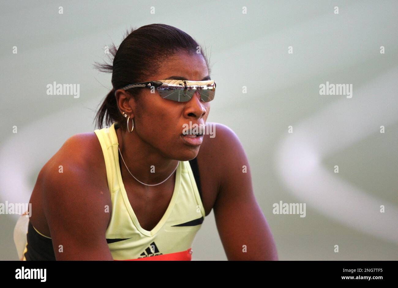 Bahamas' Debbie Ferguson reacts after the Women's 100m during the IAAF ...