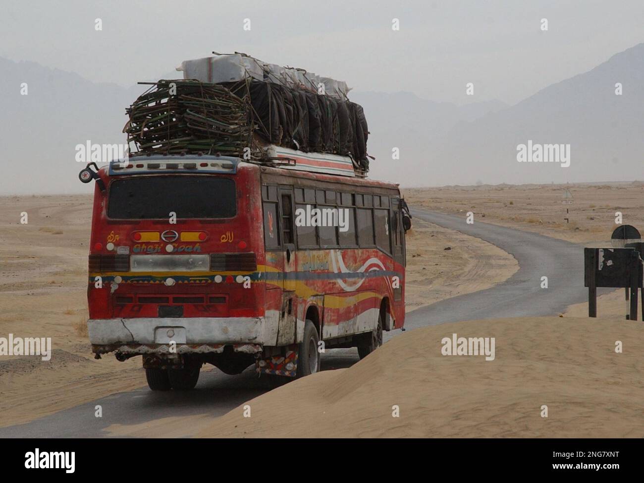 A Pakistani bus coming from Pakistan-Iranian border post Taftan with ...