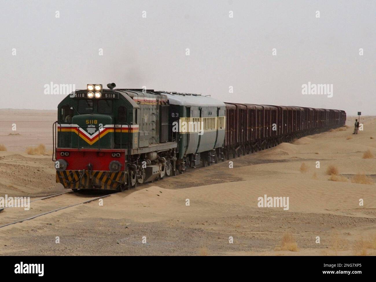 Pakistani goods train on it way to Taftan, border between Pakistan and ...