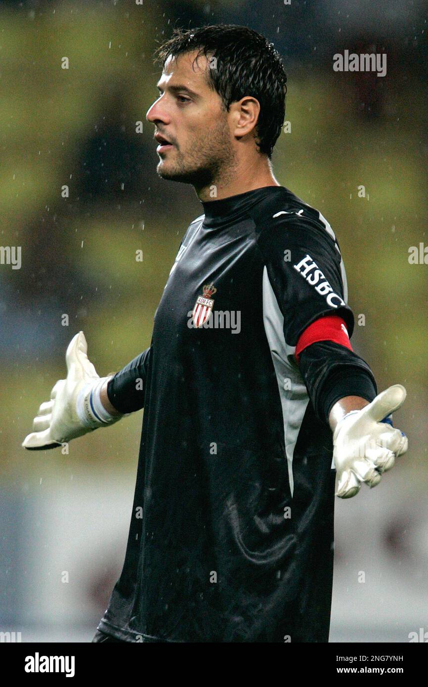 AS Monaco goalkeeper Flavio Roma, reacts during the French League One ...