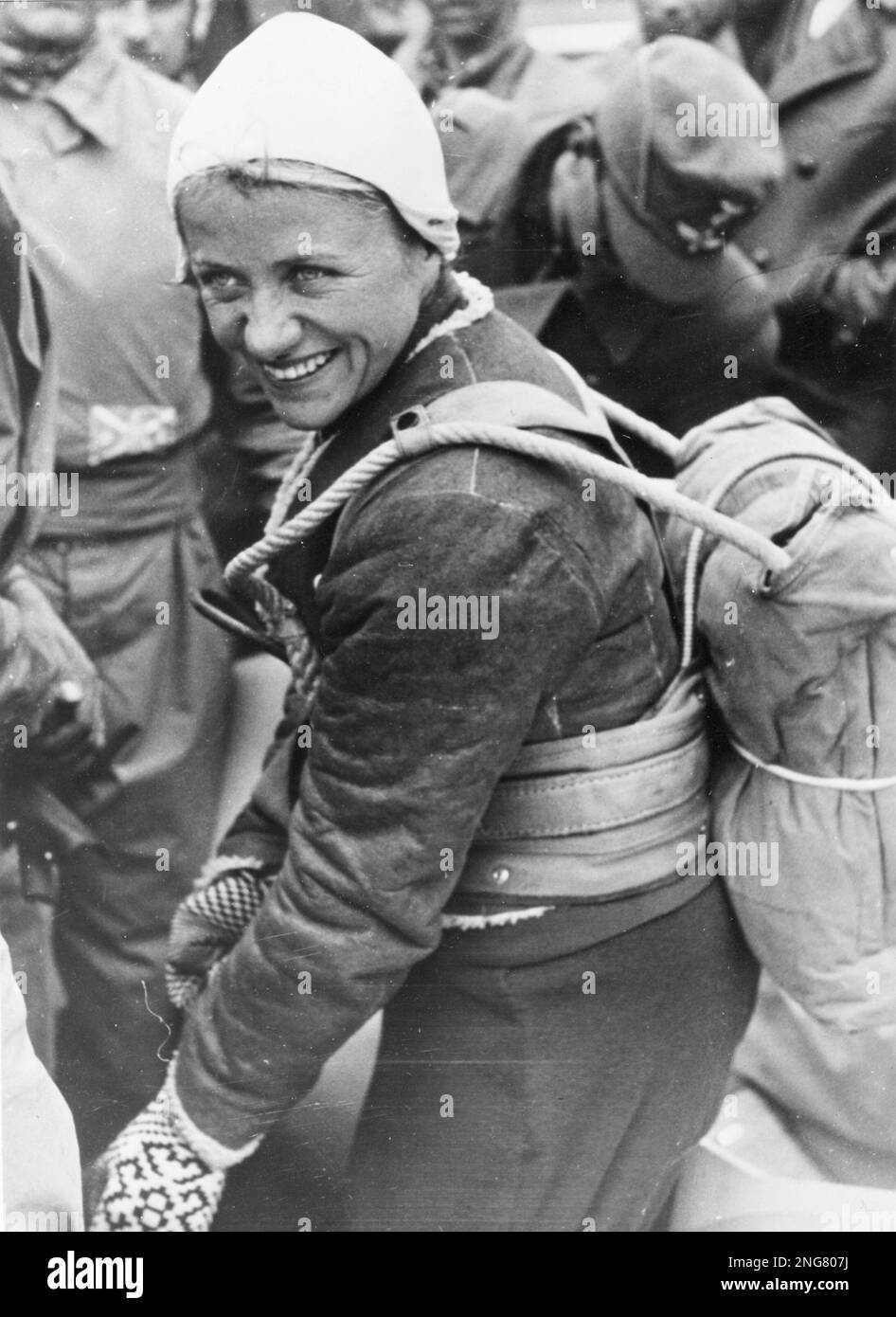 Undated photo shows German woman pilot Hanna Reitsch in her flying gear ...