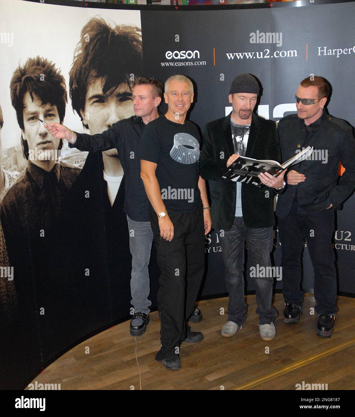 Irish Rock band U2, from left, Larry Mullin, Adam Clayton, The Edge and ...