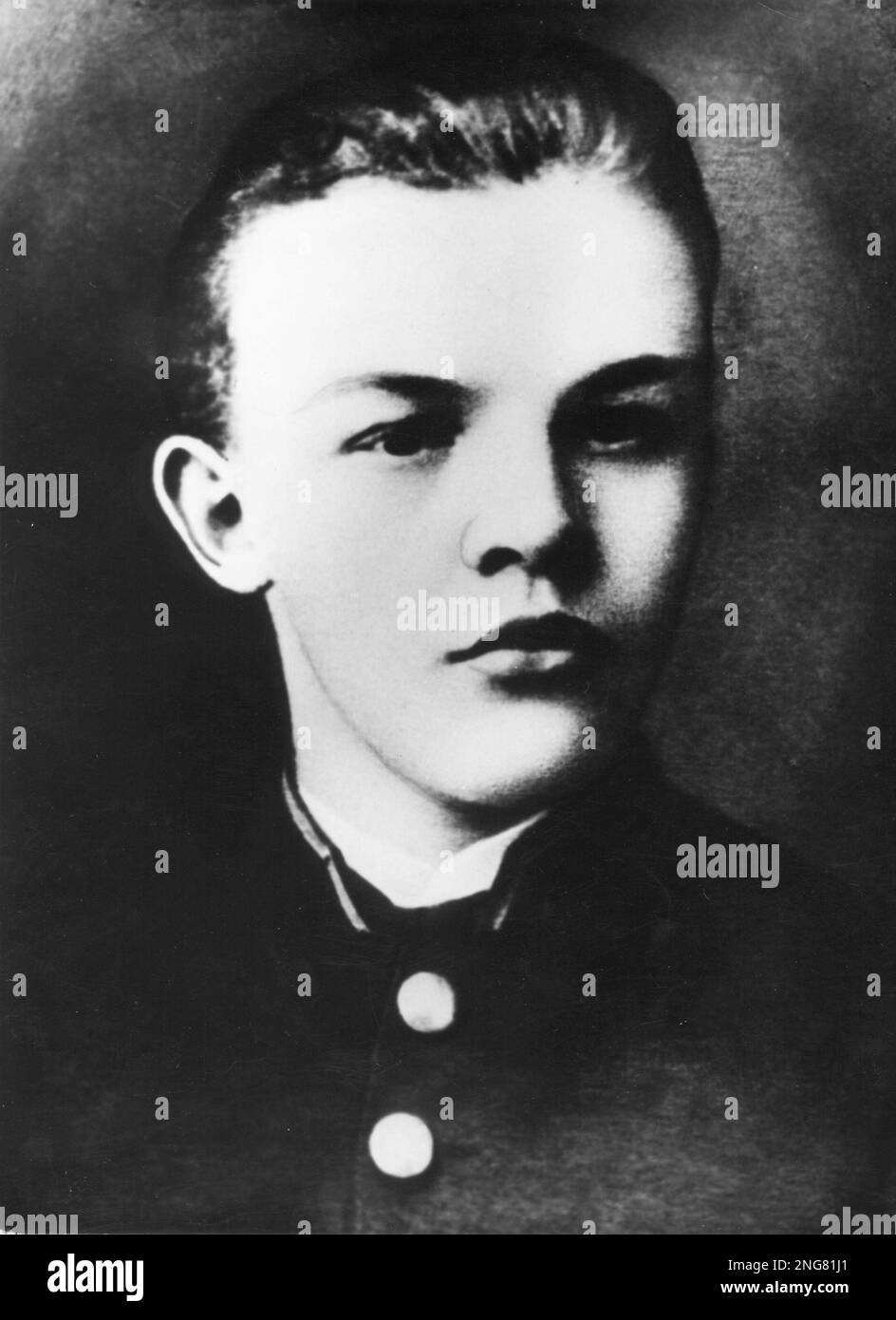 Portrait of Vladimir Ilyich Lenin at the age of 17, 1887, when he was ...
