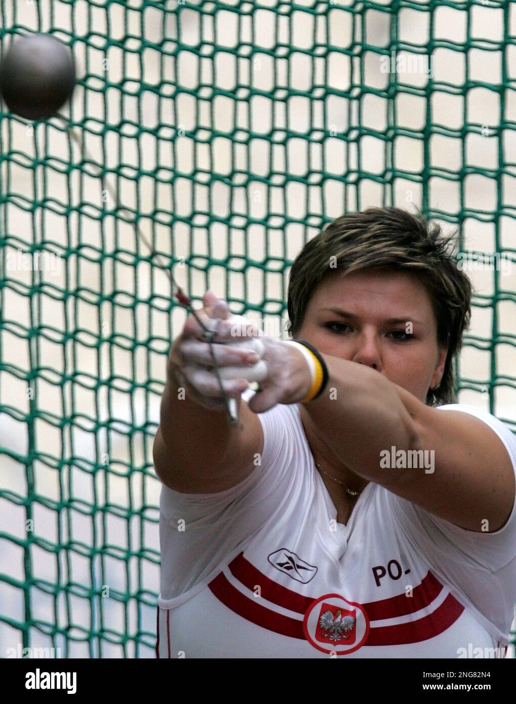 Poland's Kamila Skolimowska competes in the women's Hammer Throw during ...