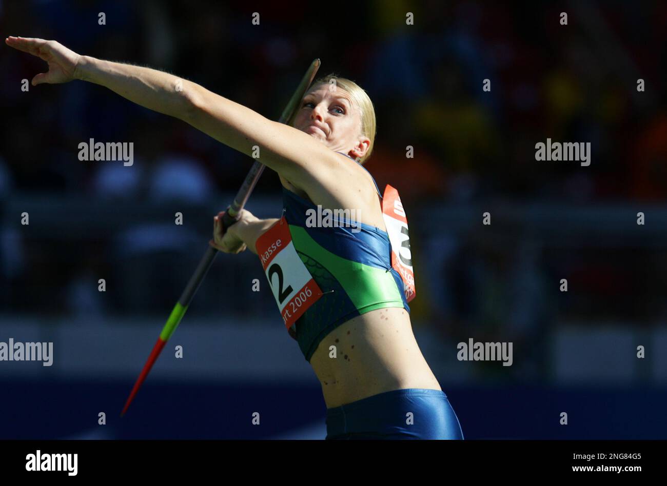 Denmark's Christina Scherwin competes in the Women's Javelin Throw ...