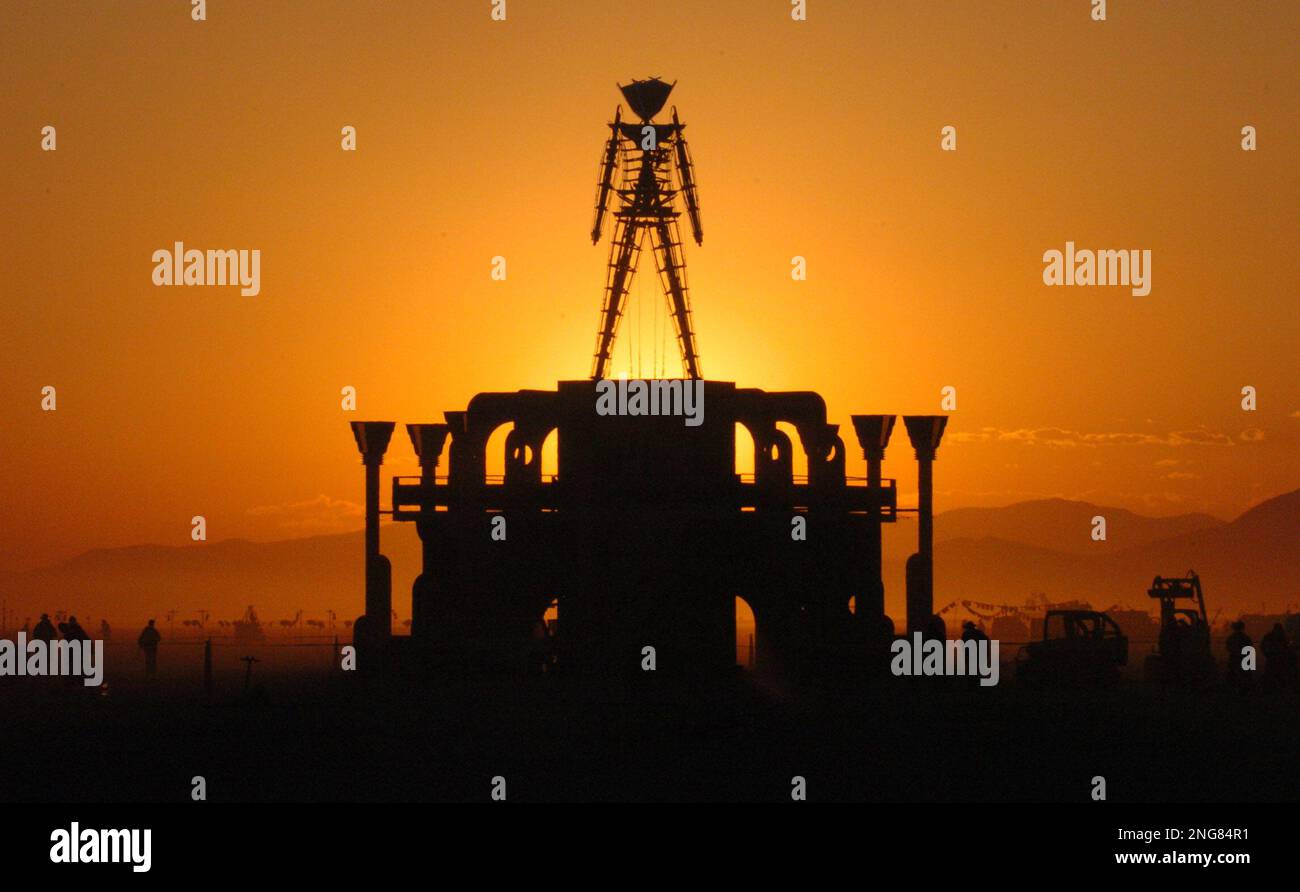 The Man, a stick figured symbol of the Burning Man art festival, is ...