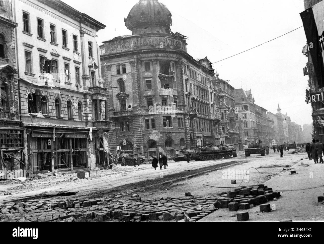 Russian tanks, among 5000 sent in to crush the 1956 Hungarian revolt ...