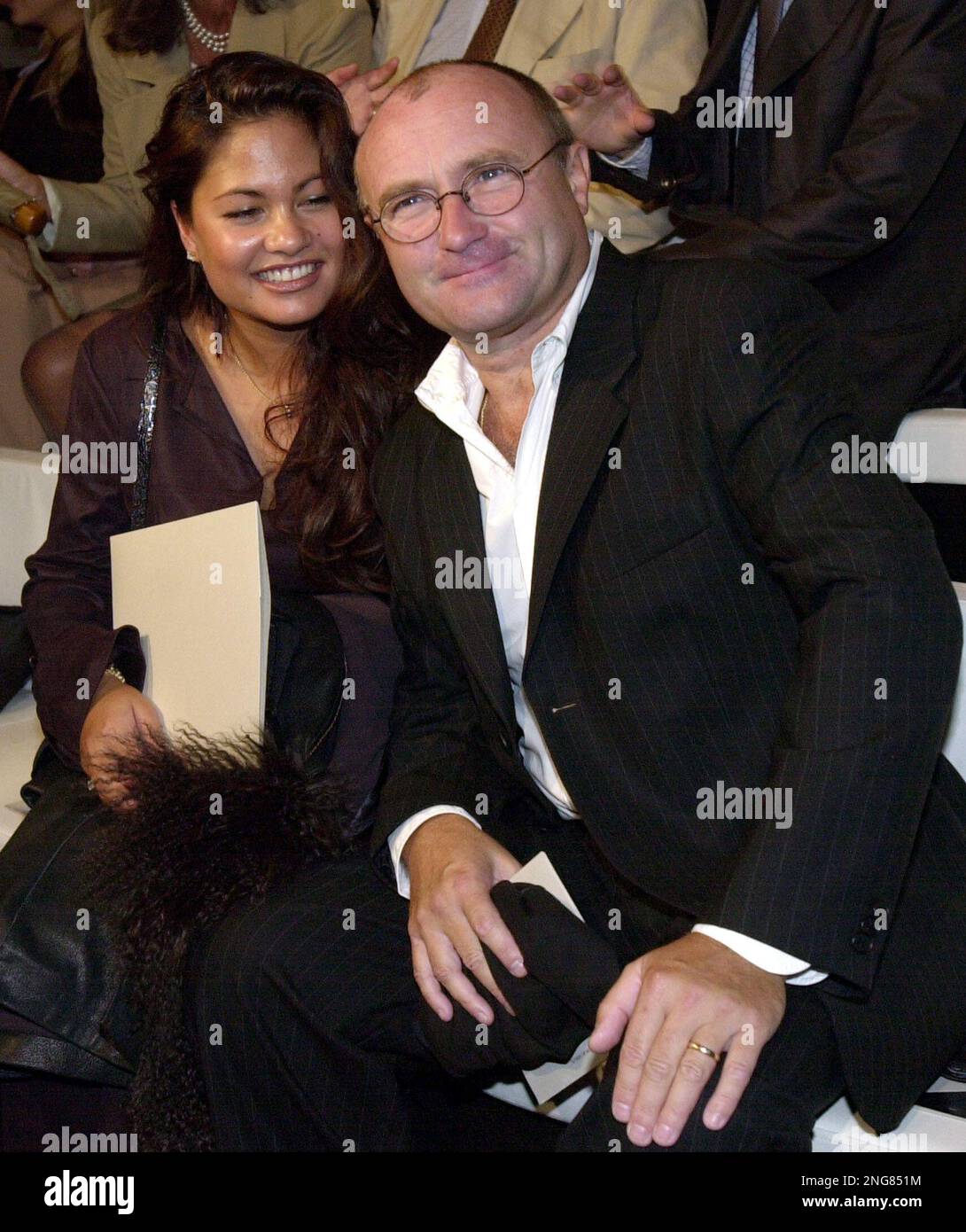 British musician Phil Collins and his wife Orianne attend the Giorgio ...