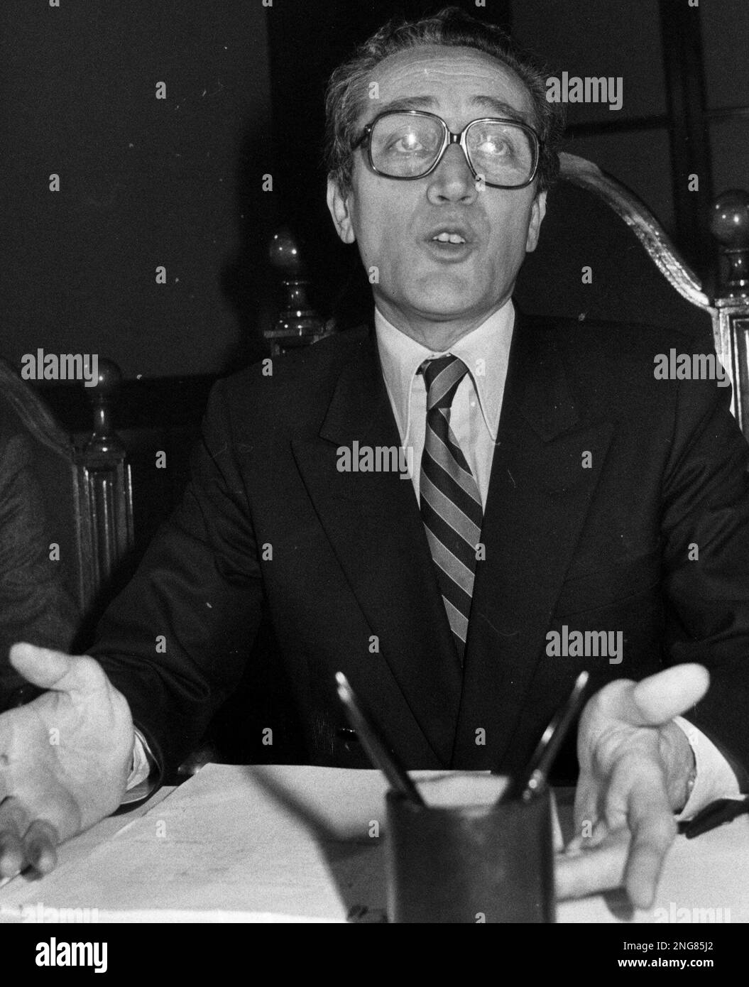 FILE--Italian former Culture Minister Nicola Vernola gestures in this ...